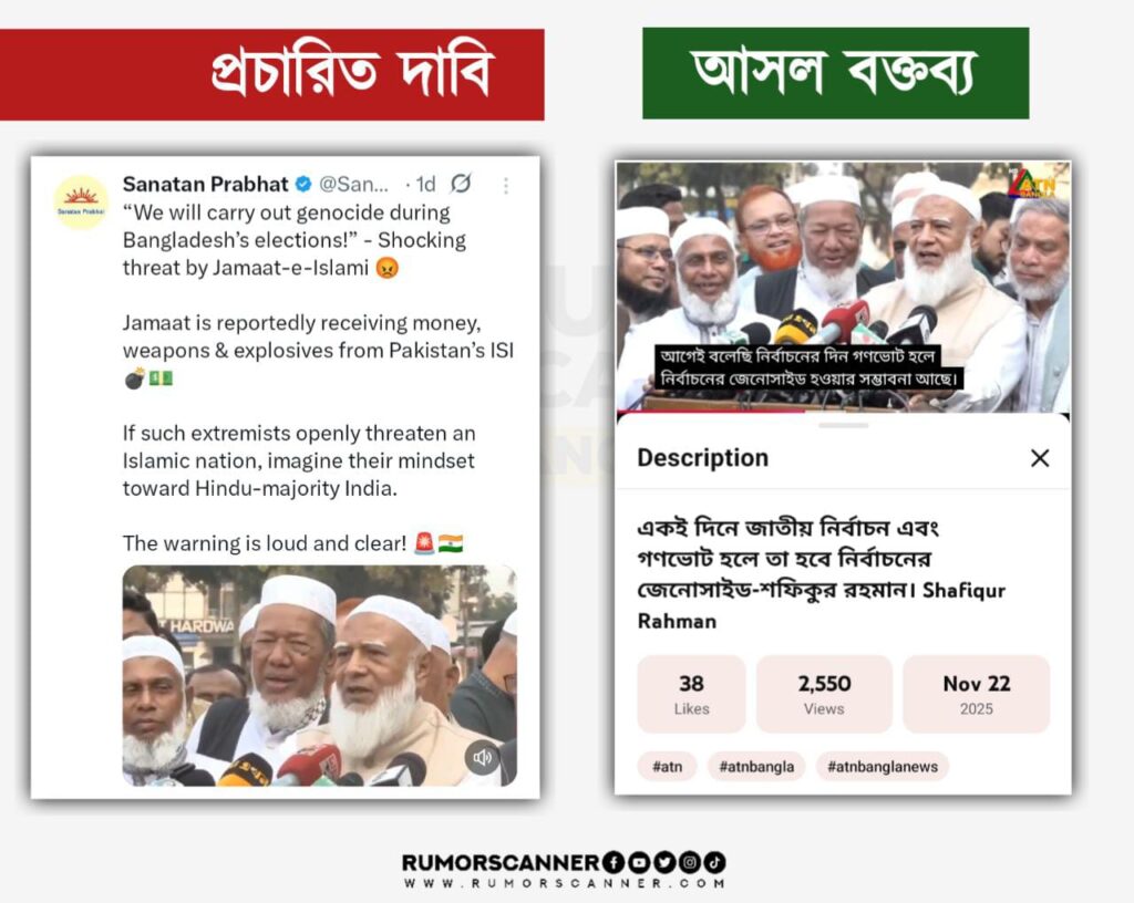 ভারতীয় অ্যাকাউন্ট থেকে নির্বাচন বিষয়ে জামায়াত আমীরের মন্তব্য বিকৃত ...