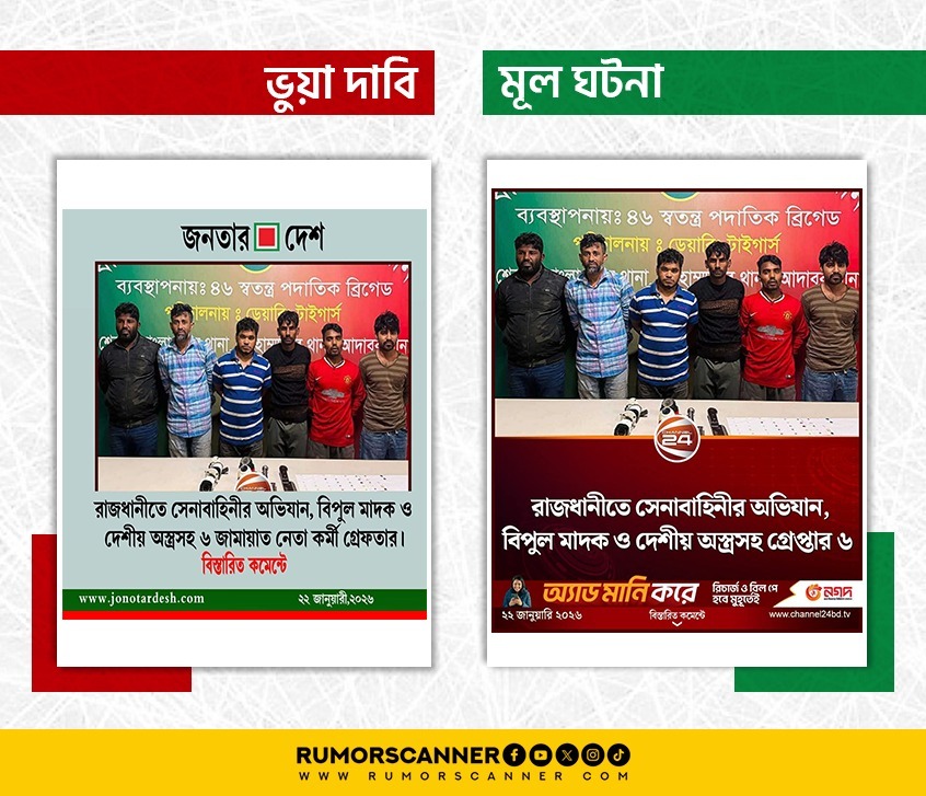 রাজধানীতে সেনাবাহিনীর অভিযানে অস্ত্র ও মাদকসহ ৬ জামাত কর্মী গ্রেফতারের ...